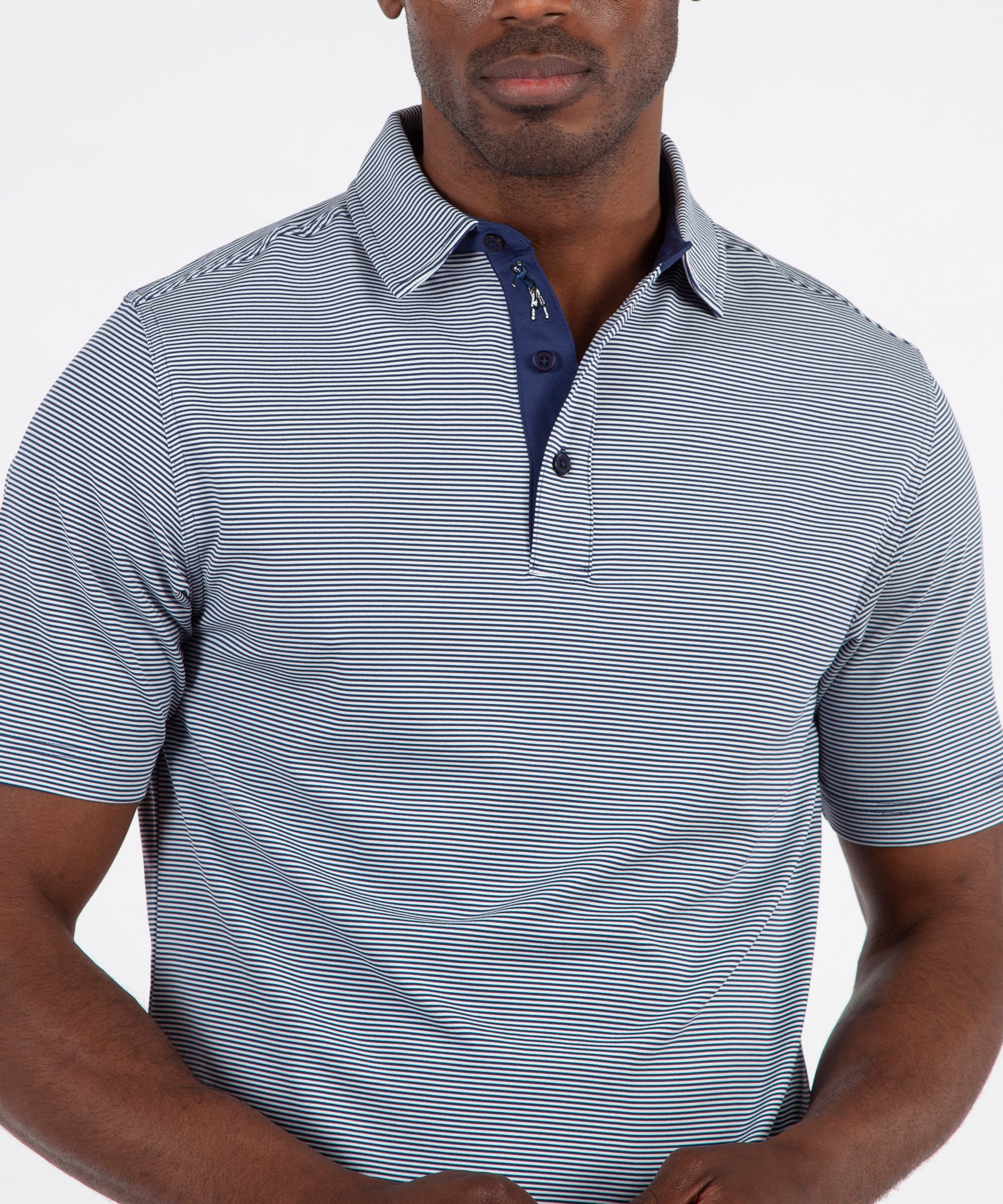 Performance Mini Feed Stripe Short Sleeve Polo Shirt - Bobby Jones